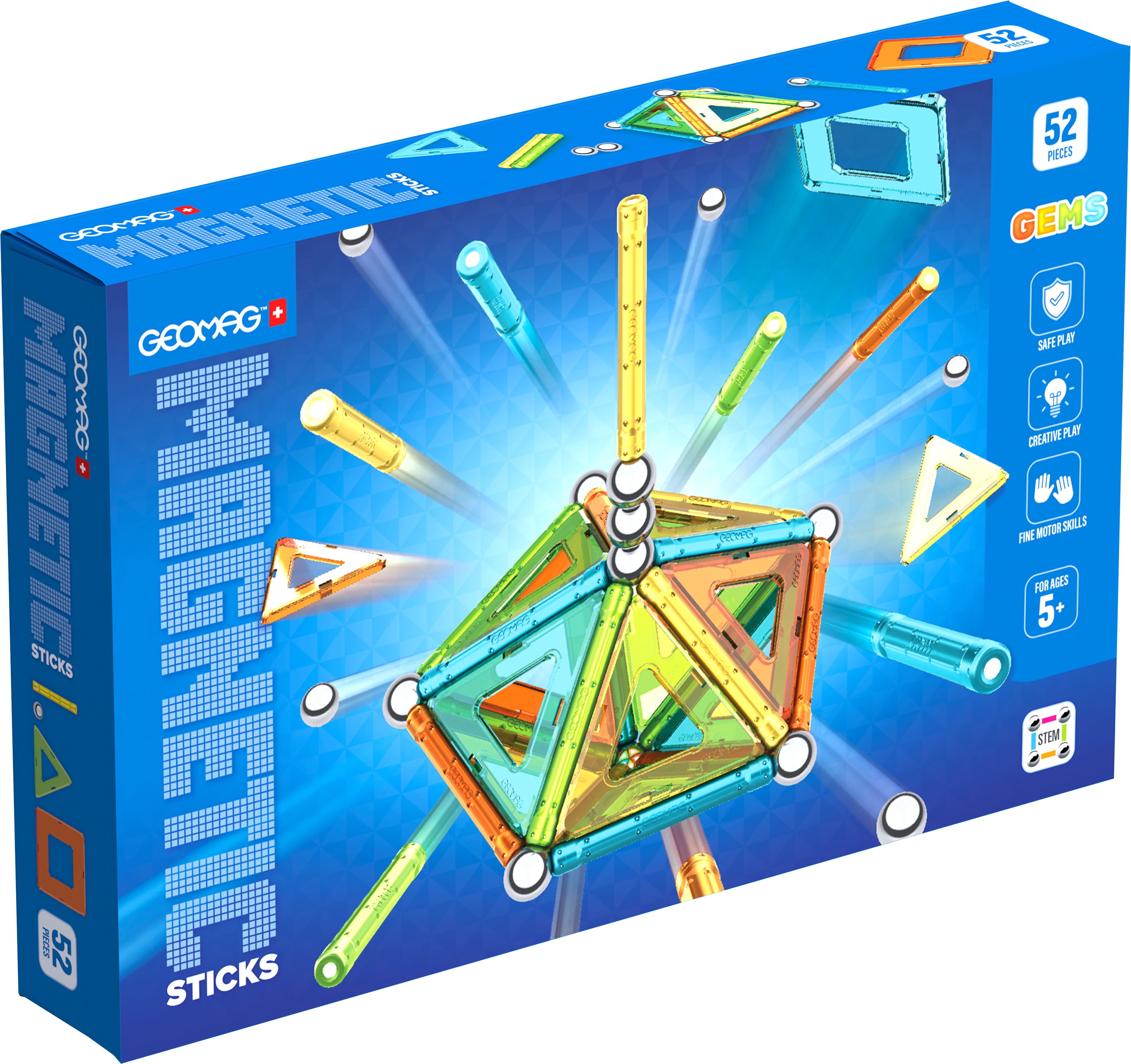 Geomag Magnetic Sticks Gems 52 | Geomag - Lekia.se