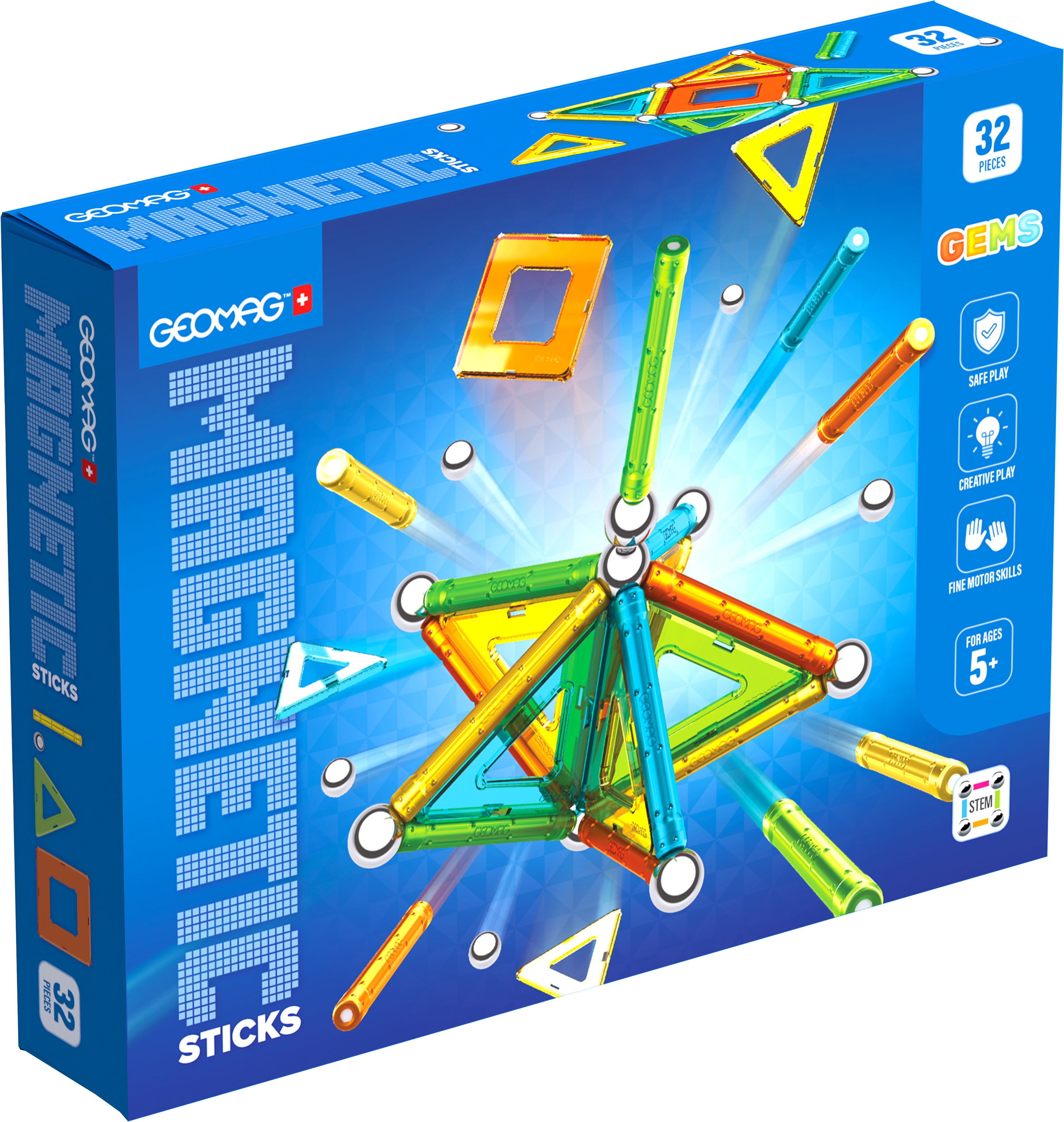 Geomag Magnetic Sticks Gems 32 | Geomag - Lekia.se