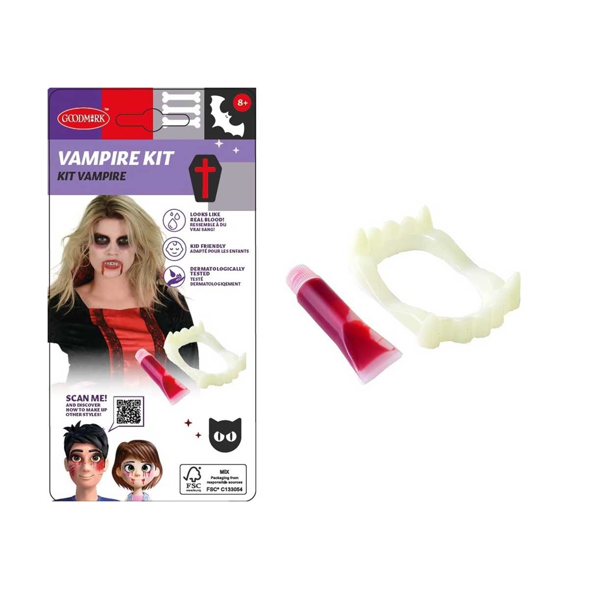 Halloween Mask Set Vampire Fake Blood And Teeth | Halloween - Lekia.se